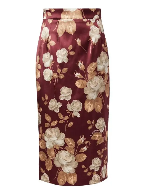 Dolce & Gabbana Floral High-rise Satin Midi Skirt - Multicoloured