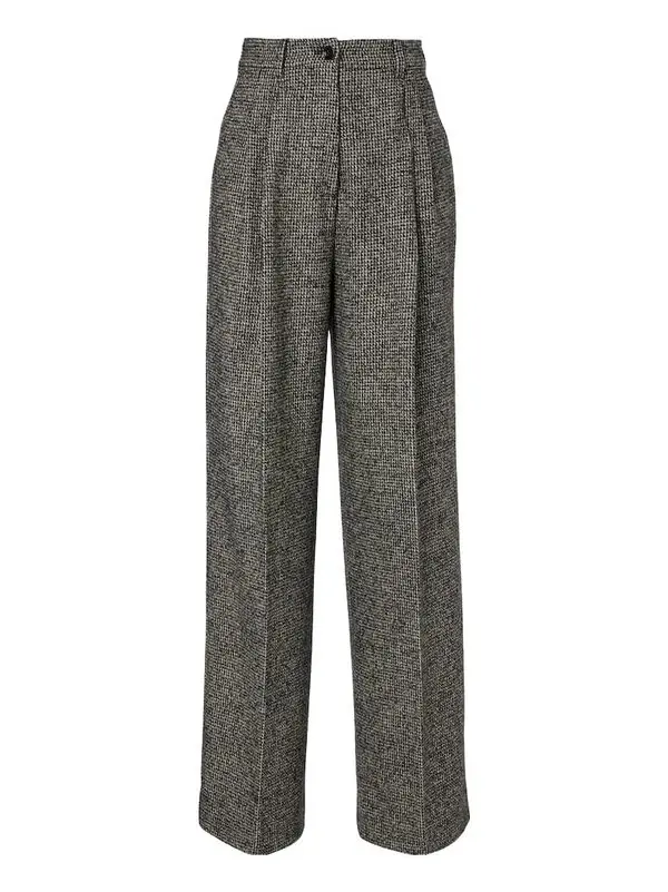 Dolce & Gabbana Pleated Wool-blend Wide-leg Pants - Grey