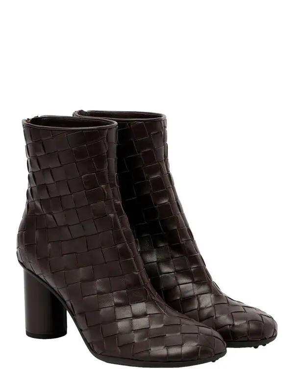 Bottega Veneta Atomic 75 Intrecciato Leather Ankle Boots - Brown