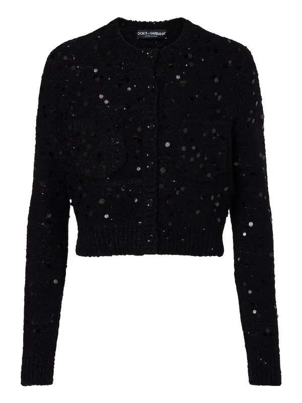 Dolce & Gabbana Sequined Wool-blend Cardigan - Black