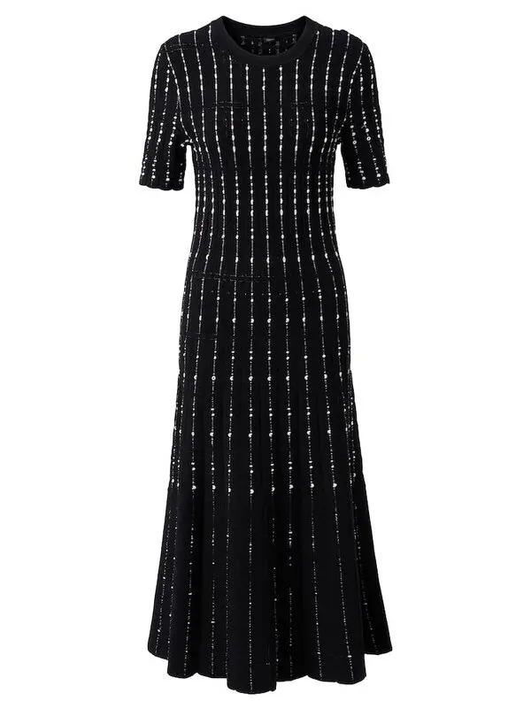 JOSEPH Ribbed-knit Cotton-blend Midi Dress - Black