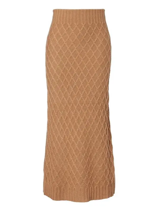 Max Mara Knitted Camel Hair Maxi Skirt - Beige