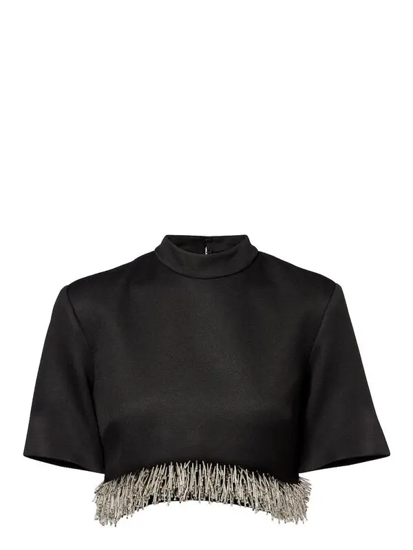 Simkhai Jalen Embellished Cropped Top - Black