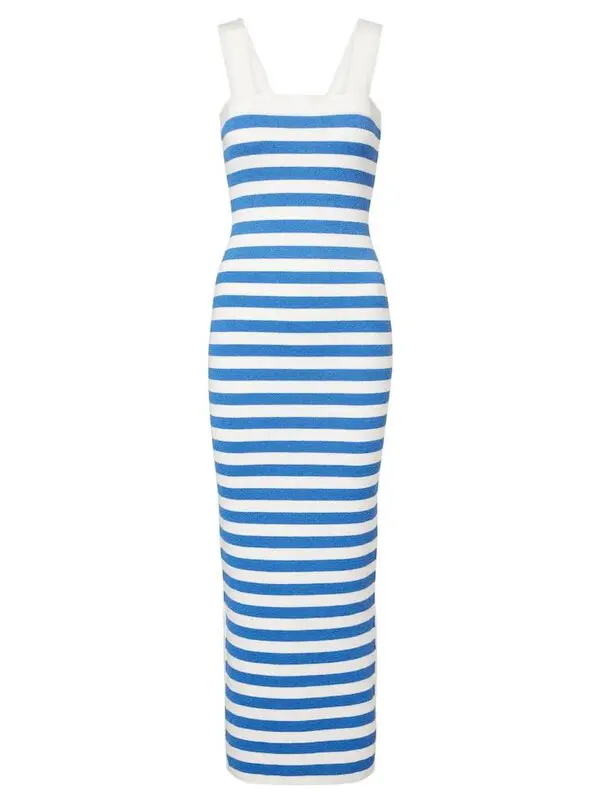 Posse Ari Striped Knitted Maxi Dress - Blue