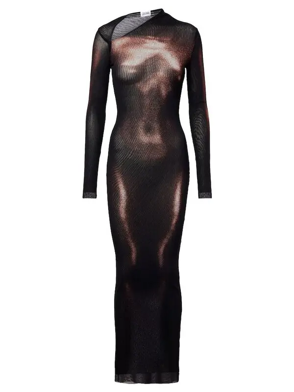 JEAN PAUL GAULTIER Trompe L'oeil Mesh Maxi Dress - Multicoloured