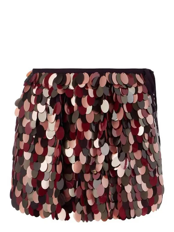 Dries Van Noten Sequined Miniskirt - Burgundy