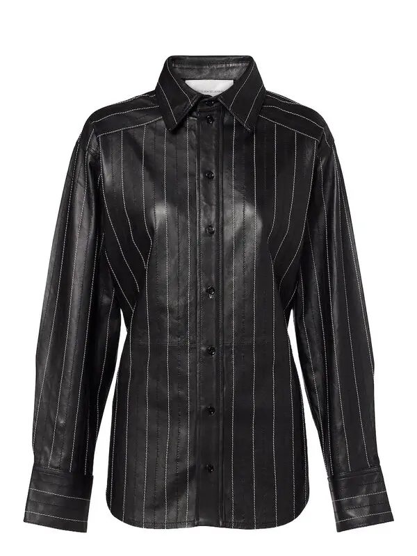 Victoria Beckham Belted Leather Jacket - Black