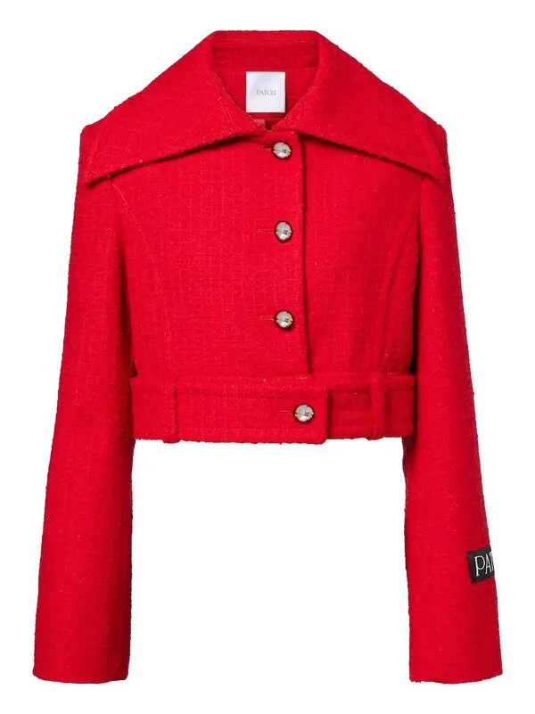 PATOU Cropped Wool-blend Tweed Jacket - Red