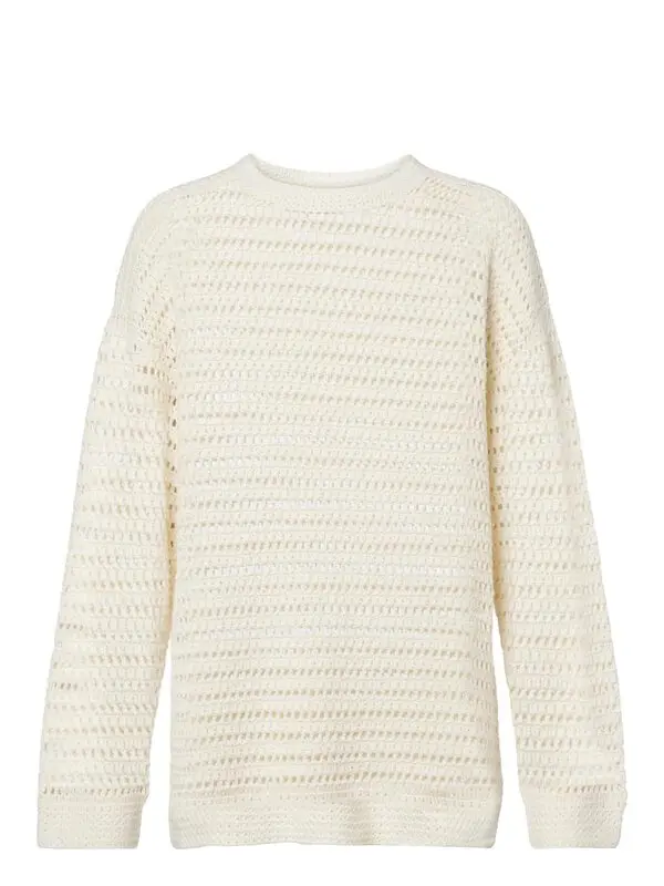 LESET Lucy Crochet Cotton Sweater - White