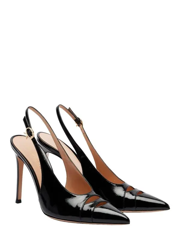 GIANVITO ROSSI Patent Leather Slingback Pumps - Black
