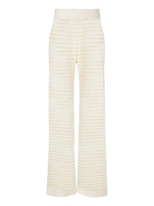 LESET Lucy Crochet Mid-rise Straight Pants - White