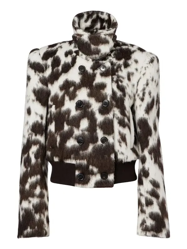 Dries Van Noten Animal-printed Wool-blend Jacket - Brown