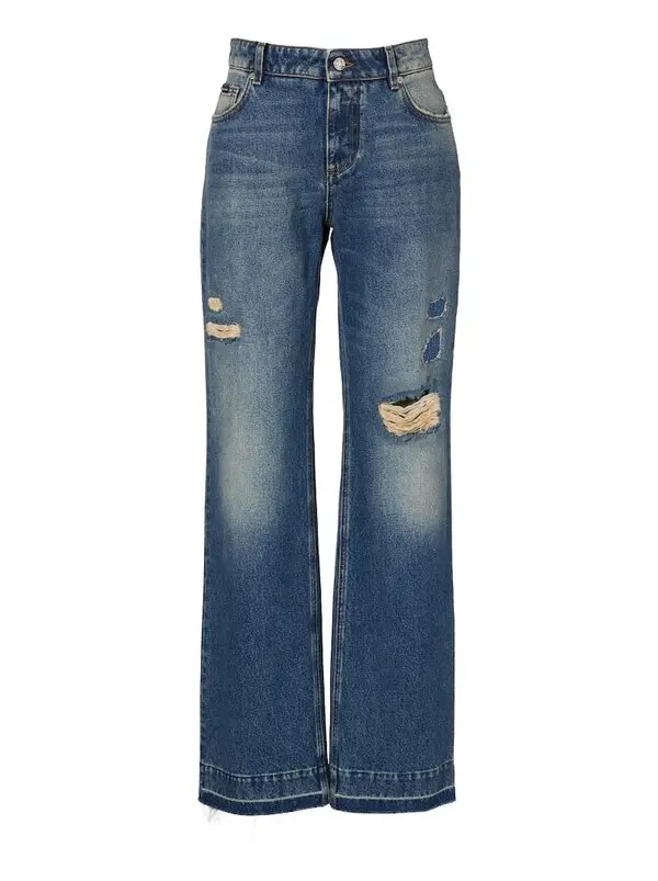 Dolce & Gabbana Distressed Straight Jeans - Blue