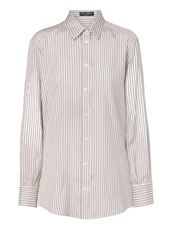 Dolce & Gabbana Striped Silk Shirt - Brown