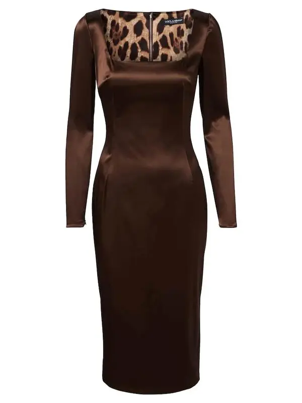 Dolce & Gabbana Satin Midi Dress - Brown