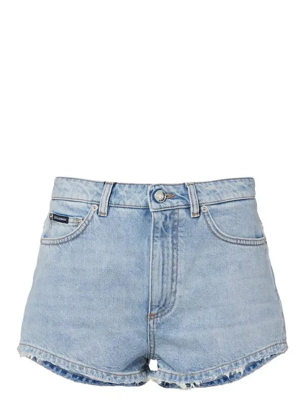 Dolce & Gabbana Frayed Denim Shorts - Blue