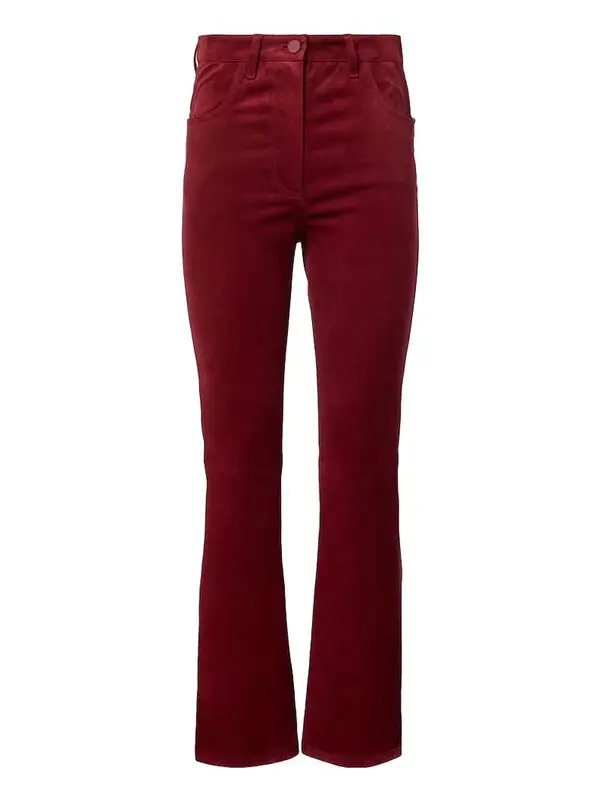 JOSEPH High-rise Suede Slim Pants - Red