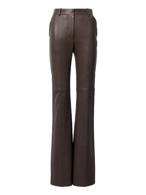 JOSEPH Tafira Mid-rise Leather Flared Pants - Brown