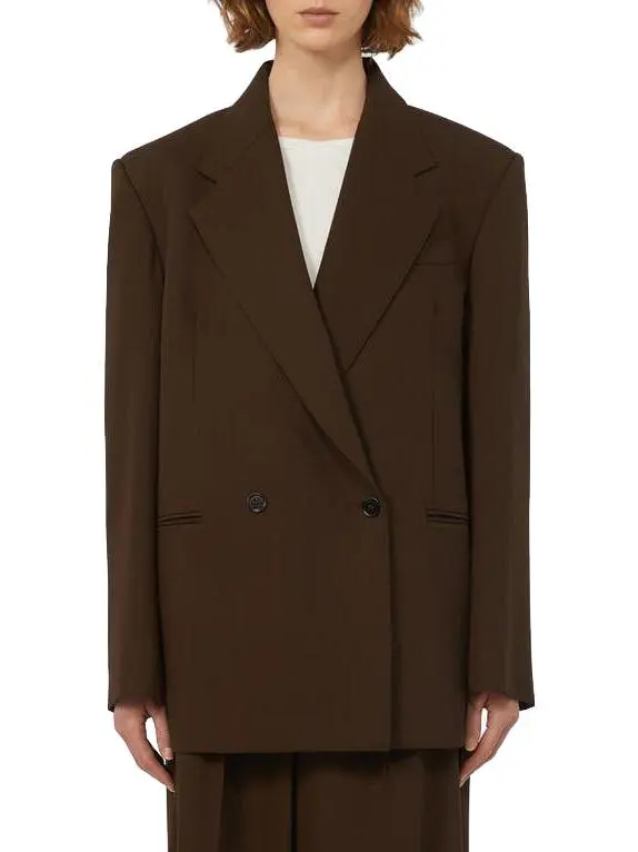 Max Mara Ginseng Double-breasted Virgin Wool Blazer - Dark Brown