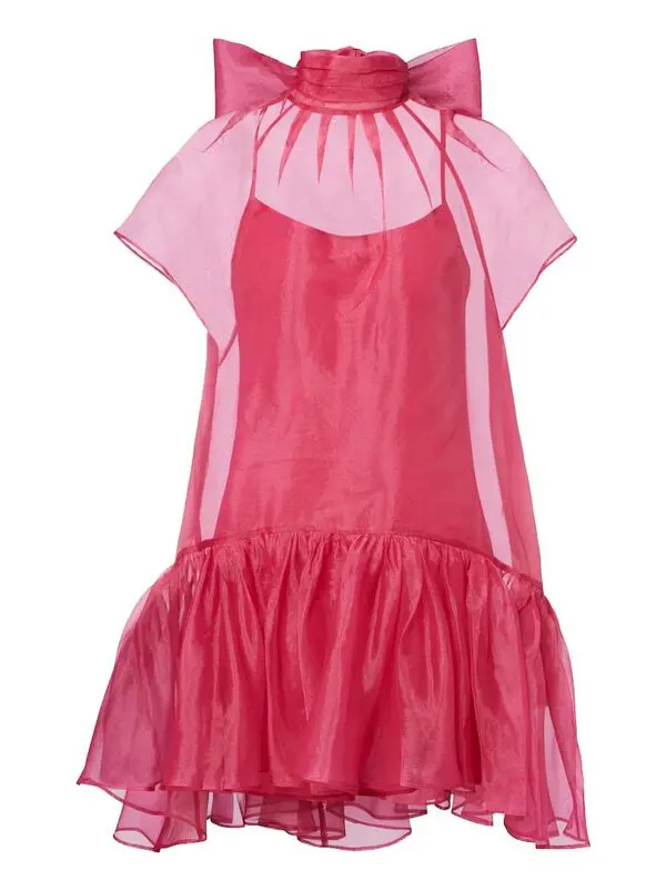Simkhai Beaux Bow-detail Organza Minidress - Pink
