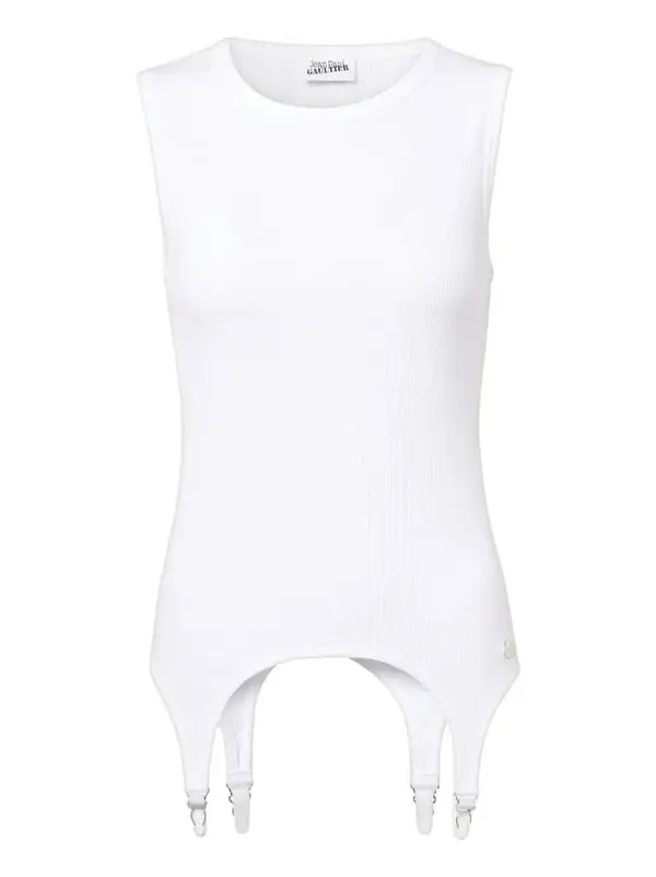 Jean Paul Gaultier Ribbed-knit Cotton Jersey Tank Top - White