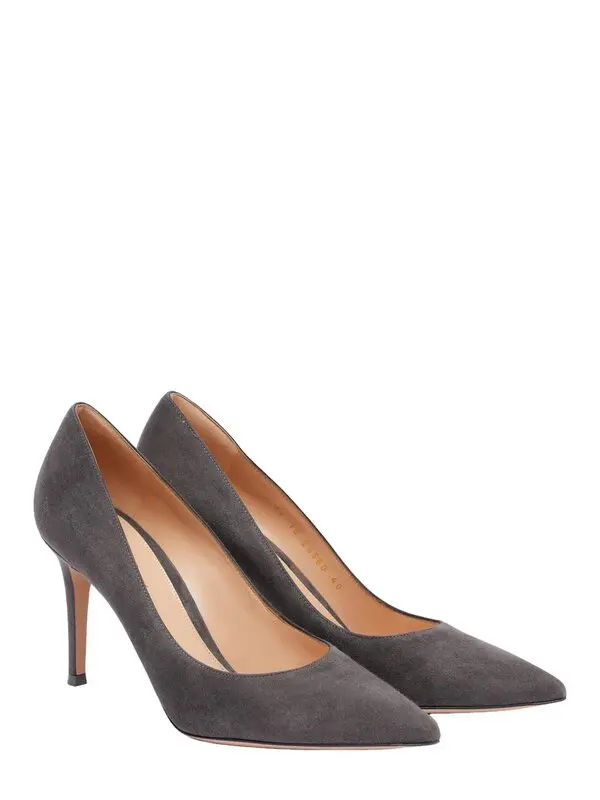 GIANVITO ROSSI 85 Suede Pumps - Grey
