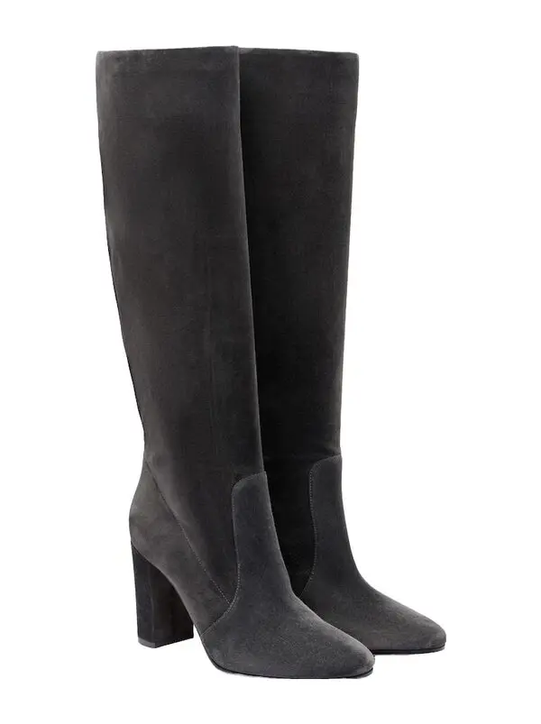 GIANVITO ROSSI Glen 85 Suede Knee-high Boots - Grey