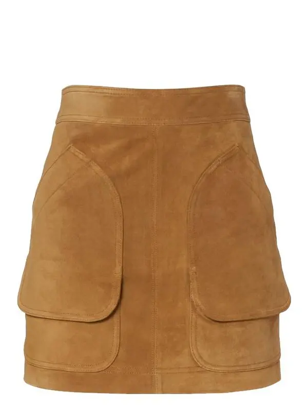 Veronica Beard Norwood Suede Miniskirt - Brown