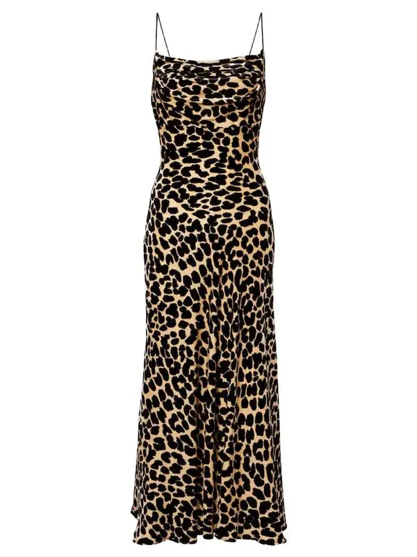 Balmain Leopard-print Velvet Midi Dress - Beige