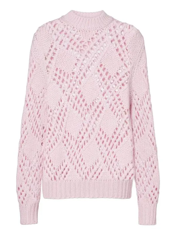 JIL SANDER Lace-trimmed Virgin Wool Sweater - Pink