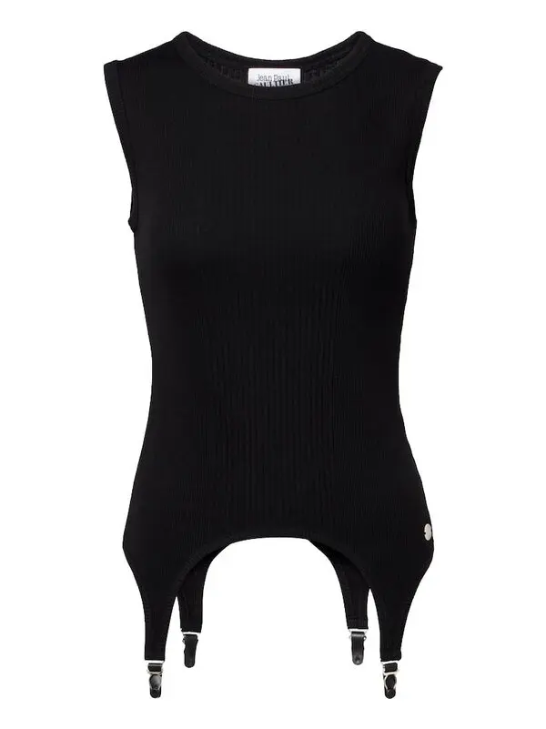 Jean Paul Gaultier Ribbed-knit Cotton Jersey Tank Top - Black