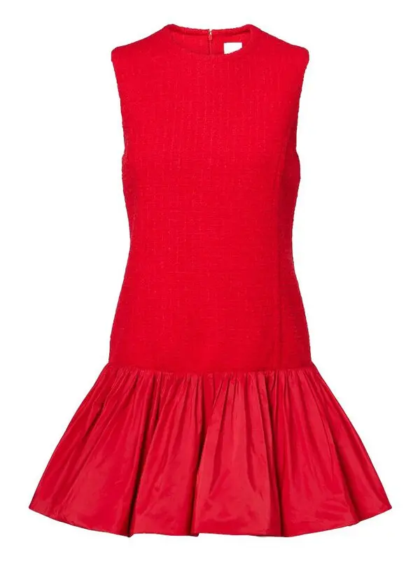 Patou Tweed And Faille Minidress - Red
