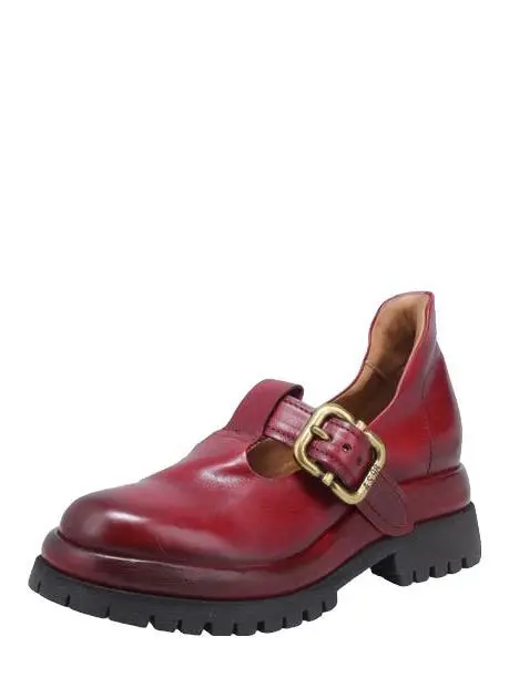 A.S.98 Dax Lug Sole T-strap Pumps - Cranberry
