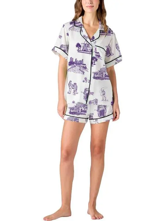 KATIE KIME Fort Worth Toile Shorts Set - Purple