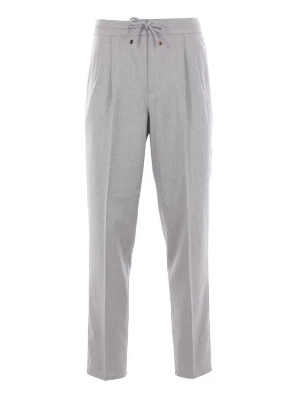 Brunello Cucinelli Wool Flannel Trousers - Grey