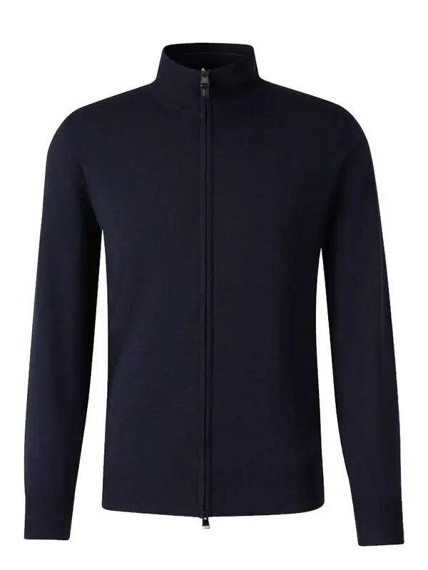 Canali Zip Cardigan - Navy Blue