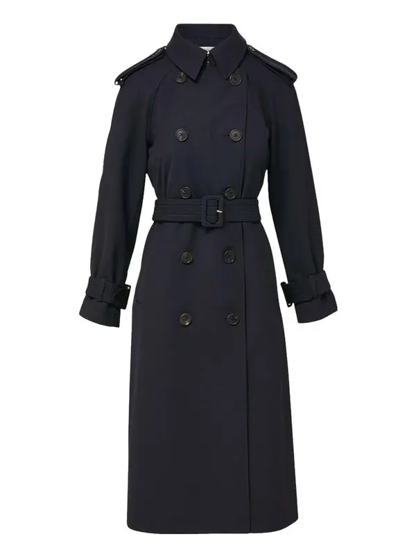 Veronica Beard Conneley Crossed Trench Coat - Dark Denim Blue