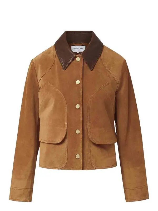 Veronica Beard Walters Short Leather Jacket - Brown