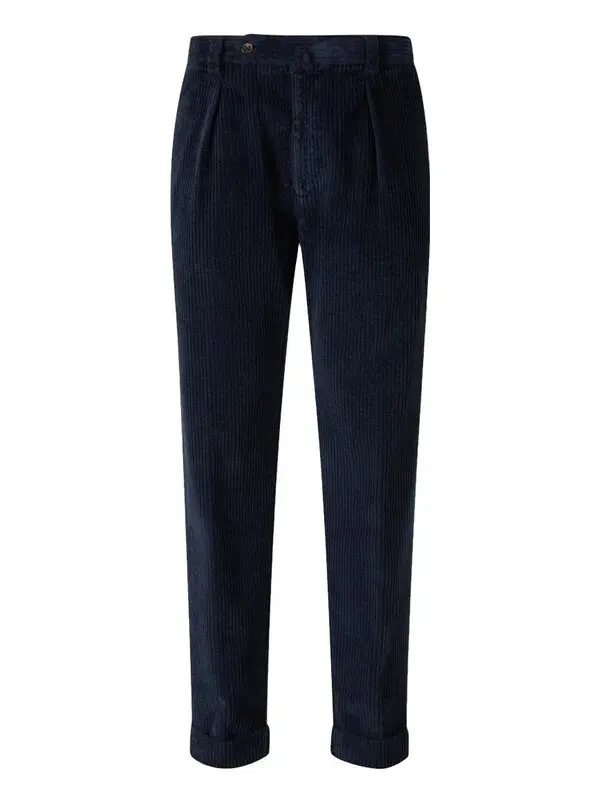 BERWICH Corduroy Wide Leg Trousers - Navy Blue