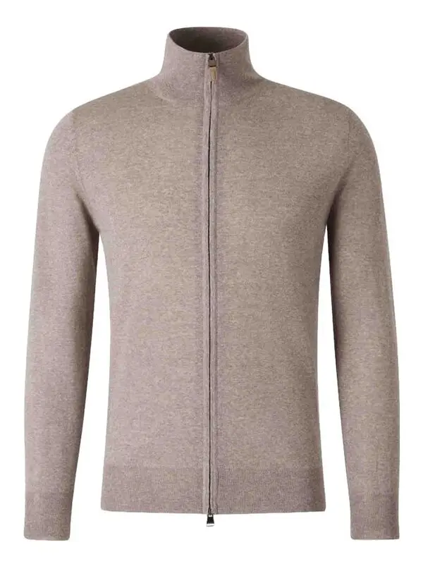 Canali Zip Knit Cardigan - Beige