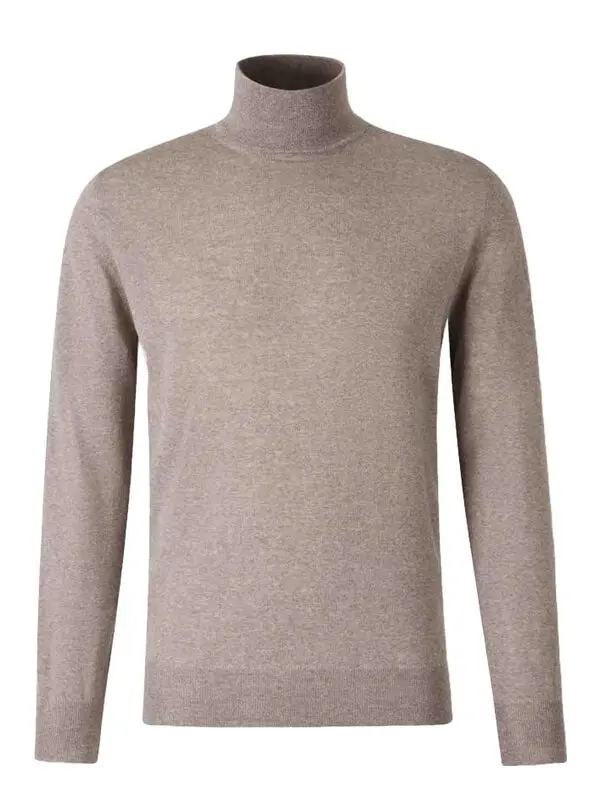 Canali High Neck Wool Knit Sweater - Beige