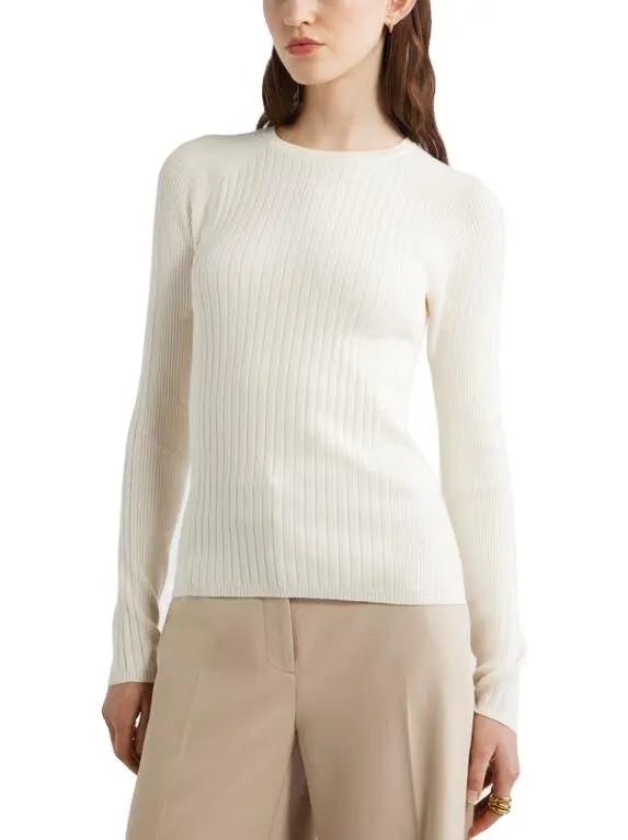 Nordstrom Ribbed Wool-blend Sweater - Ivory Tofu