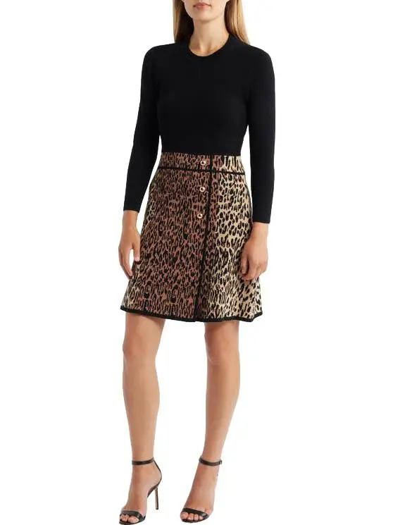 Eliza J Leopard Print Sweater Dress - Animal