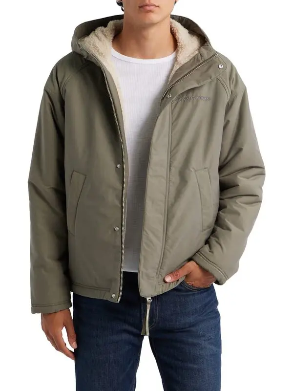 Canada Goose Alberni Reversible High Pile Fleece Bomber Jacket - Light Tan/smokey Sage