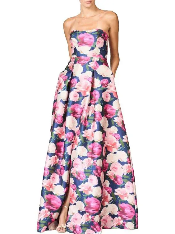 Sachin & Babi Giovanna Floral Strapless Gown - Peony Ikat