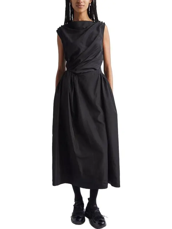 Simone Rocha Draped Taffeta Dress - Black