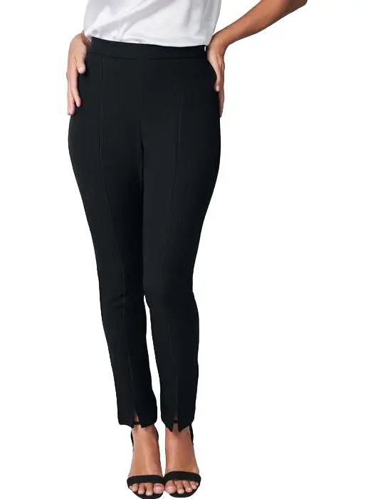 JESSICA LONDON Bi-stretch Slit Front Ankle Pant - Black