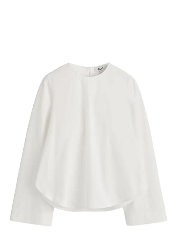 Cos Curved-hem Cotton Blouse - White