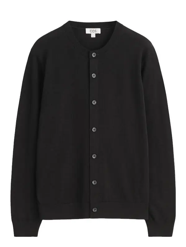 Cos Merino Wool Crew-neck Cardigan - Black