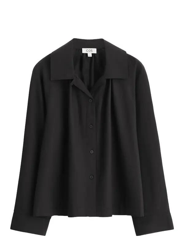Cos Gathered Pima Cotton Shirt - Black